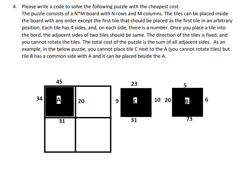 Solved Please write a code to solve the following puzzle | Chegg.com