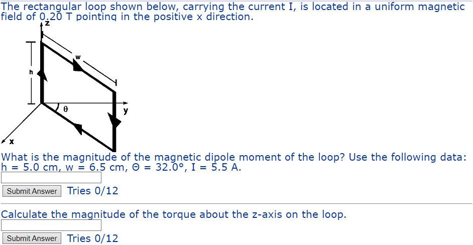 Solved The rectangular loop shown below, carrying the | Chegg.com