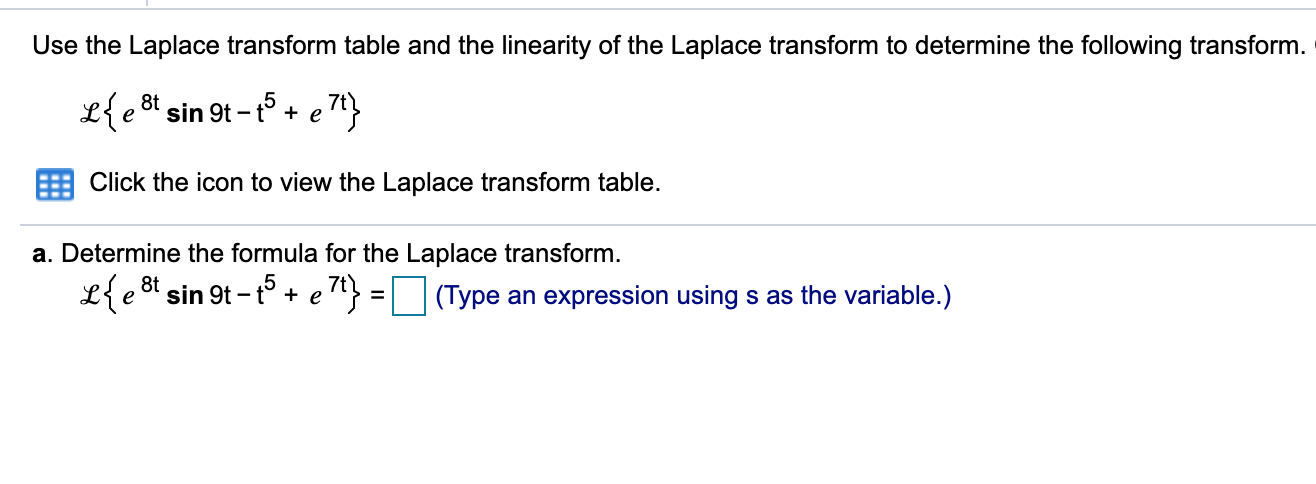 Solved Use the Laplace transform table and the linearity of | Chegg.com