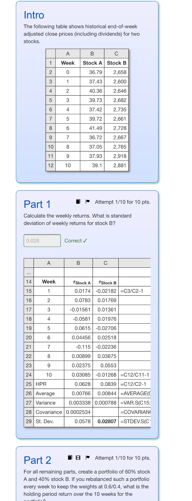Solved Intro The following table shows historical | Chegg.com