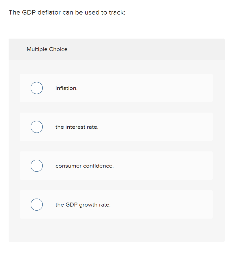 Solved The GDP deflator can be used to track: Multiple | Chegg.com