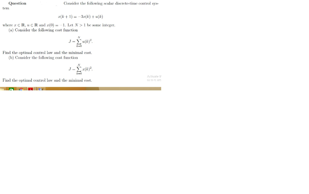 Question tem Consider the following scalar | Chegg.com