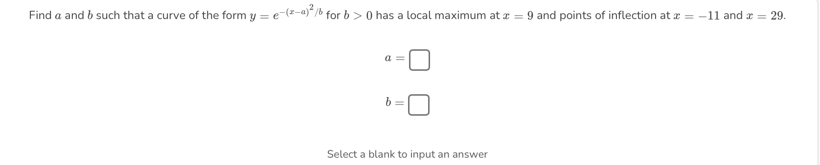 Solved Find a and b such that a curve of the form | Chegg.com