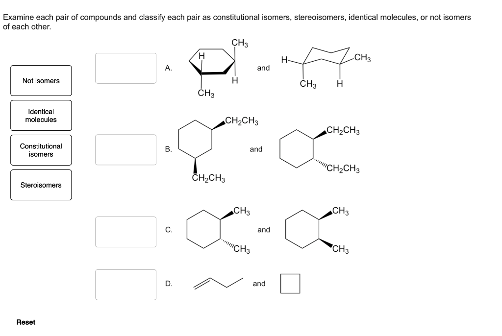 Solved Examine each pair of compounds and classify each pair | Chegg.com