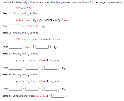 Solved Use the Euclidean algorithm to hand-calculate the | Chegg.com