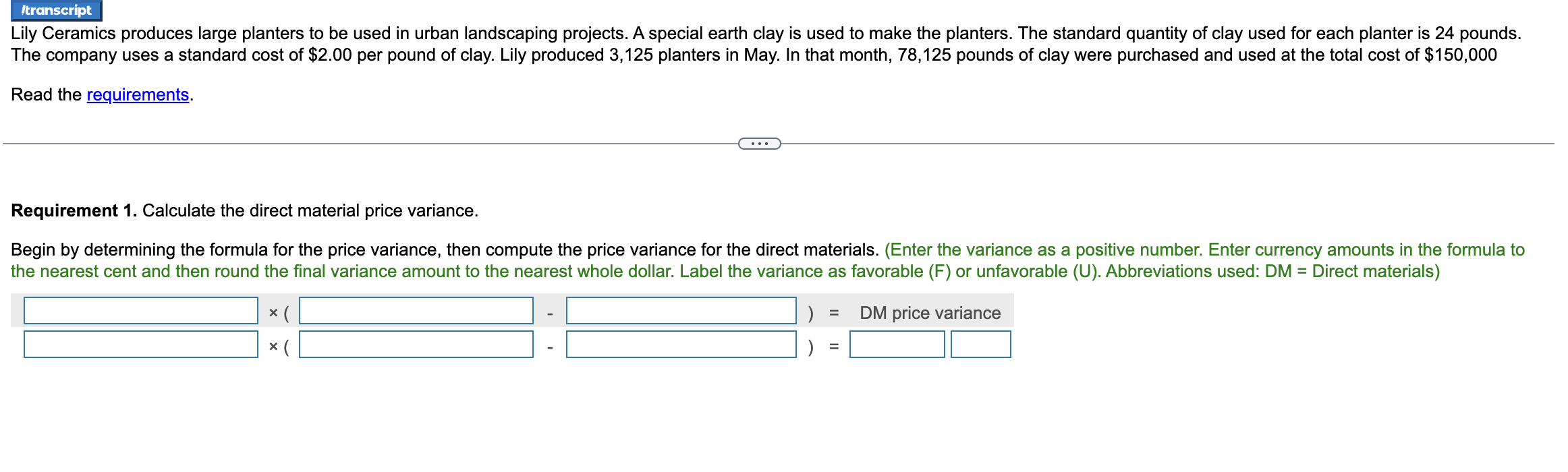 Solved 1 Calculate The Direct Material Price
