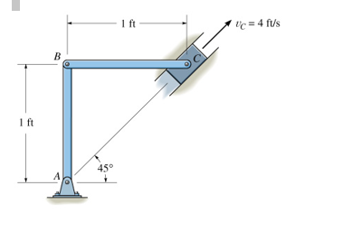 Solved The velocity of the slider block C is 4 ft/sec up the | Chegg.com