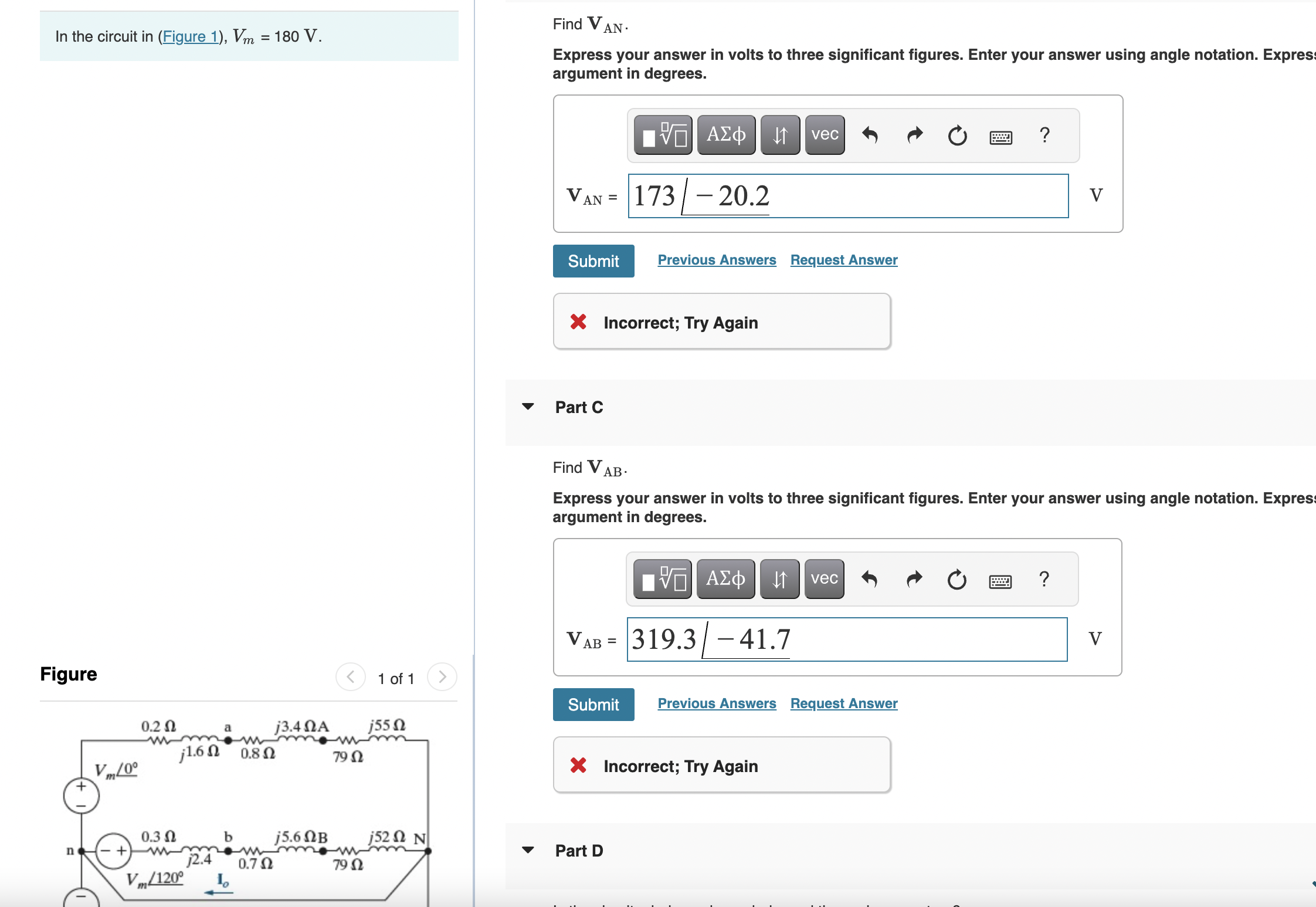 Solved In the circuit in (igure 1), Vm=180V.FigureFind | Chegg.com