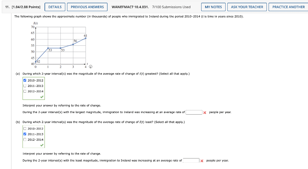 Solved (a) During which 2-year interval(s) was the magnitude | Chegg.com
