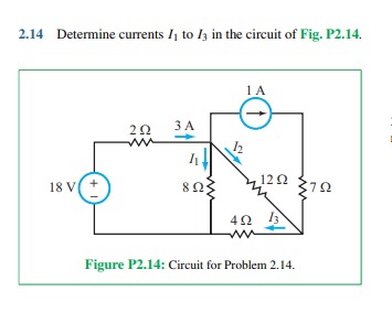 Solved 2.14 Determine currents I1 to I3 in the circuit of | Chegg.com