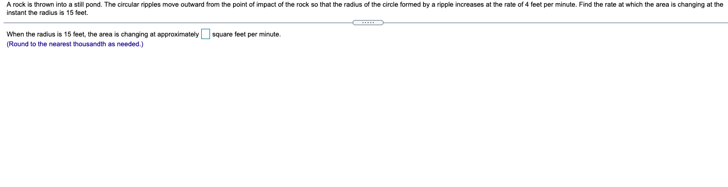 Solved A rock is thrown into a still pond. The circular | Chegg.com