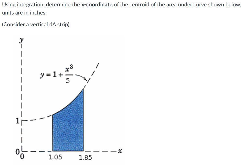 Solved Using integration, determine the x-coordinate of the | Chegg.com