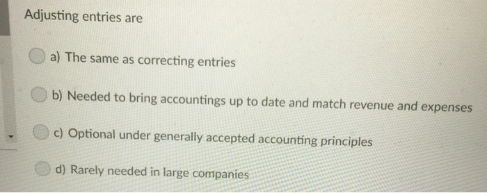 Solved Adjusting entries are a) The same as correcting | Chegg.com