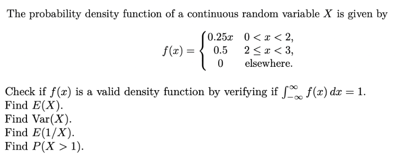 Solved The probability density function of a continuous | Chegg.com