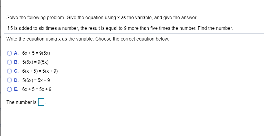 Solved Solve the following problem. Give the equation using | Chegg.com