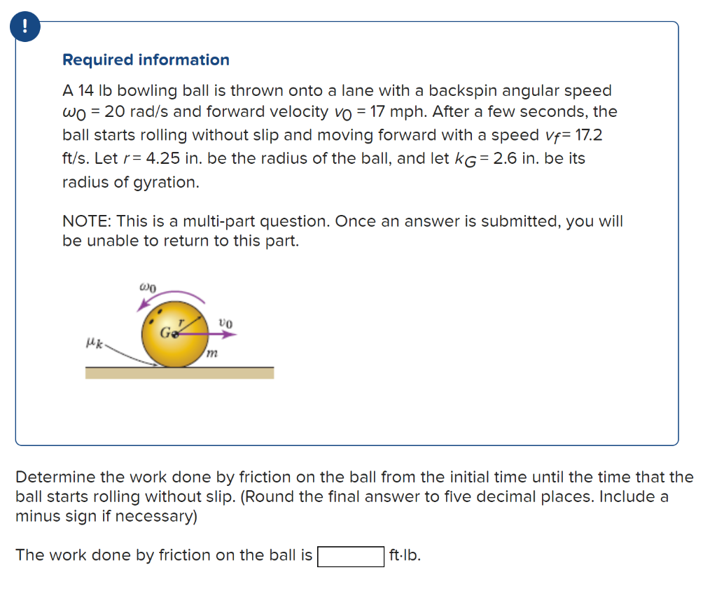 Solved Required information A 14lb bowling ball is thrown | Chegg.com