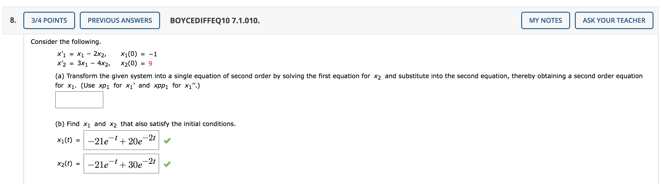 Solved 5. 1/4 POINTS PREVIOUS ANSWERS BOYCEDIFFEQ10 7.1.007. | Chegg.com Solved 5. 1/4 POINTS PREVIOUS ANSWERS BOYCEDIFFEQ10 7.1.007. | Chegg.com