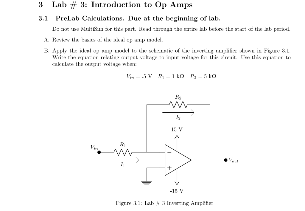 Solved 3 Lab # 3: Introduction to Op Amps 3.1 PreLab | Chegg.com