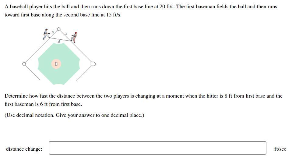 Solved A baseball player hits the ball and then runs down | Chegg.com