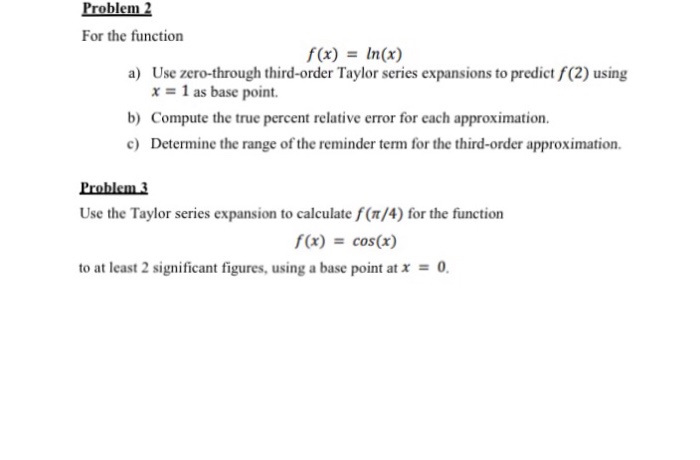 Solved For the function f(x) = ln(x) Use zero-through | Chegg.com