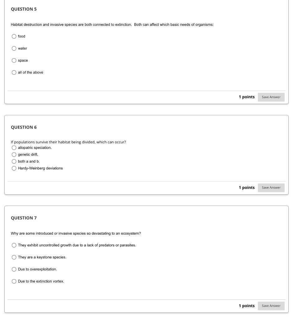 Solved Habitat destruction and invasive species are both | Chegg.com