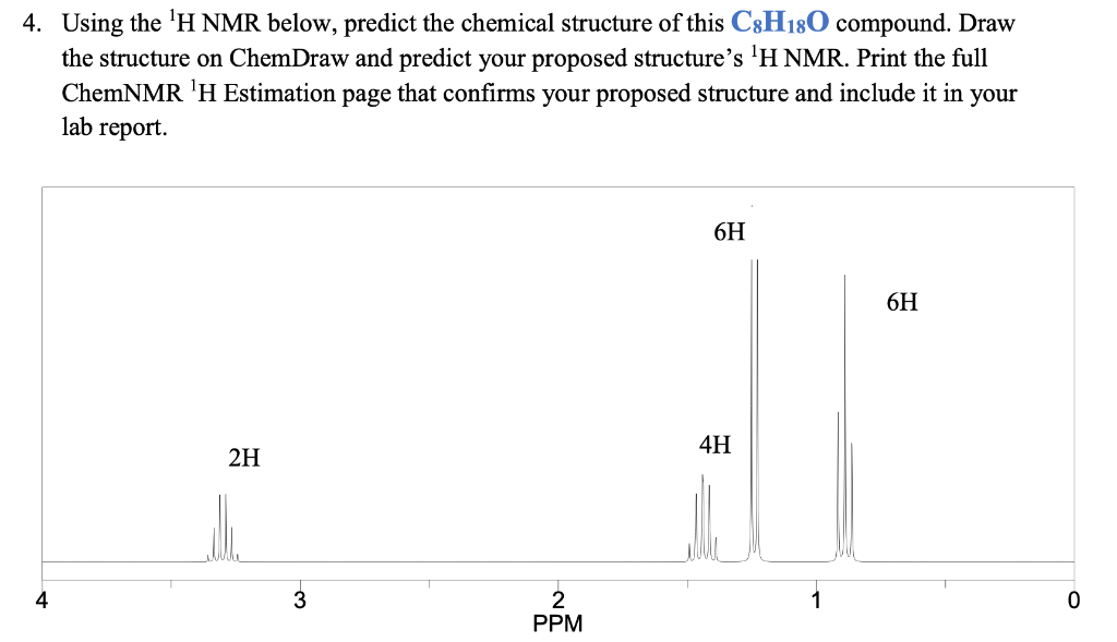 Solved Using the 'H NMR below, predict the chemical | Chegg.com
