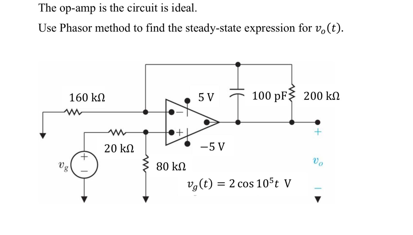 Solved The op-amp is the circuit is ideal. Use Phasor method | Chegg.com