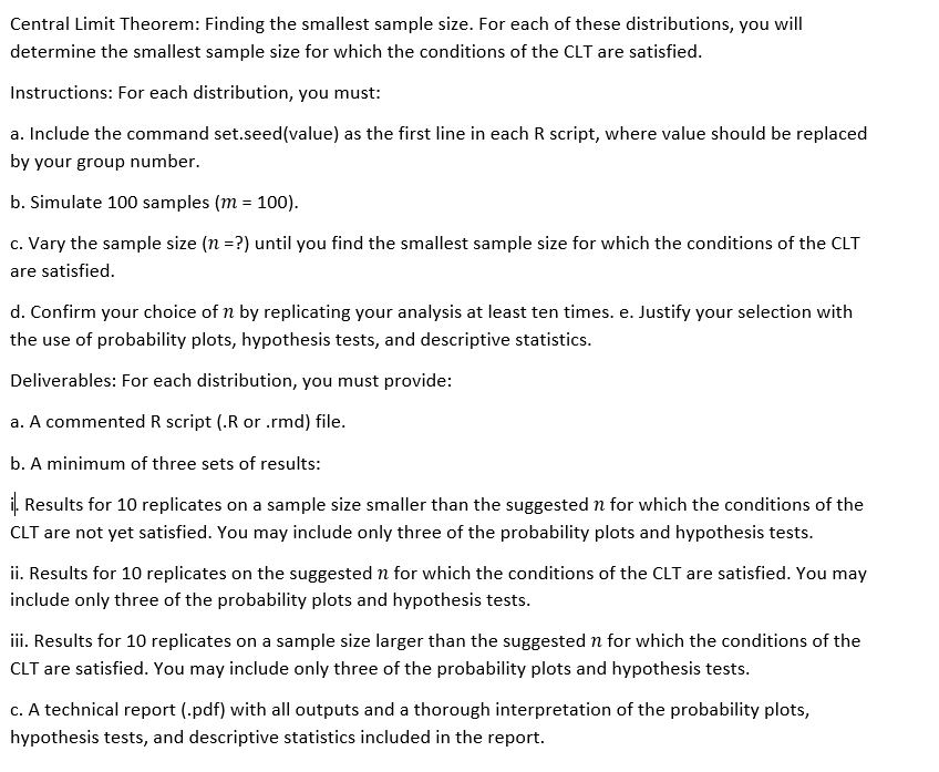 Solved Central Limit Theorem: Finding the smallest sample | Chegg.com