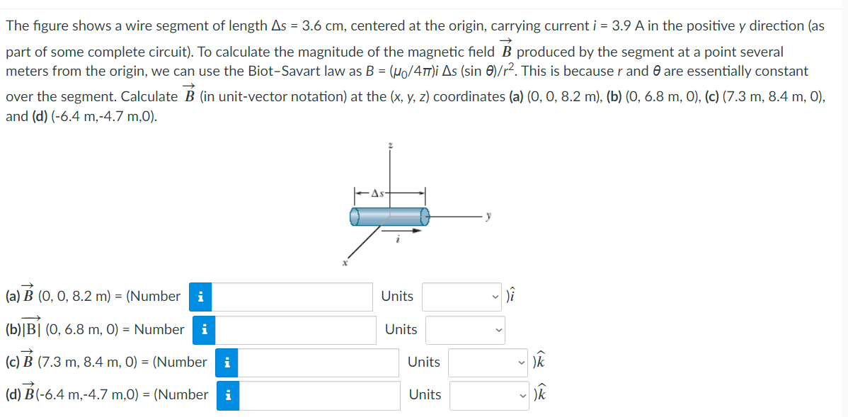 Solved The figure shows a wire segment of length Δs=3.6cm, | Chegg.com