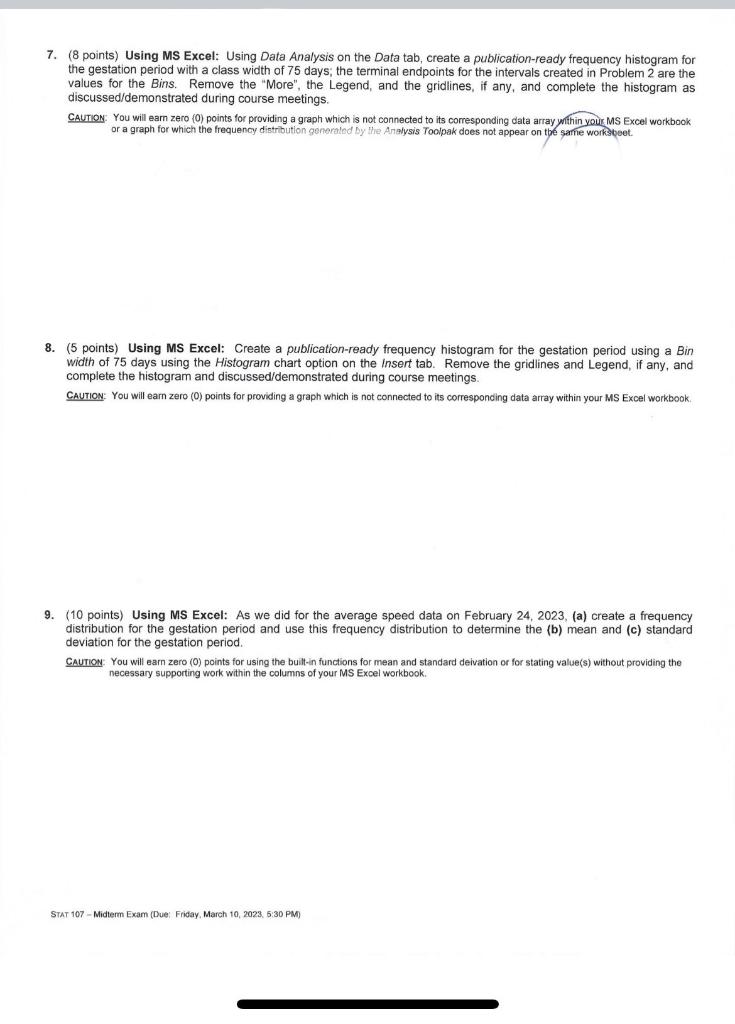 7. (8 points) Using MS Excel: Using Data Analysis on | Chegg.com