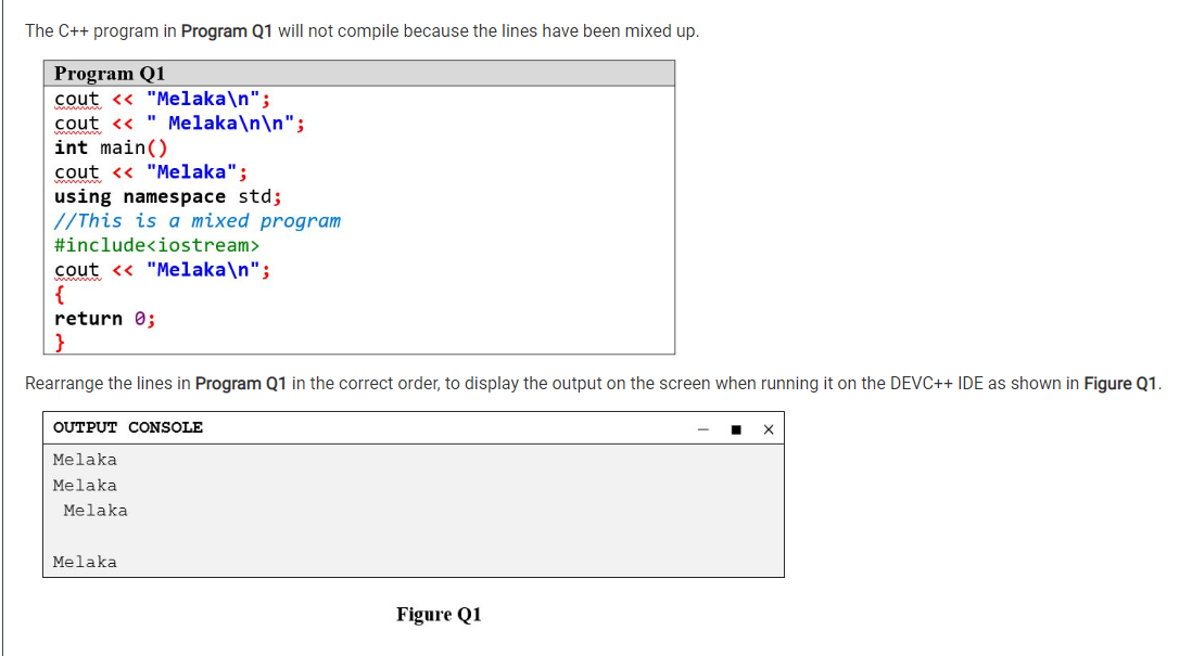 Solved The C++ program in Program Q1 will not compile | Chegg.com