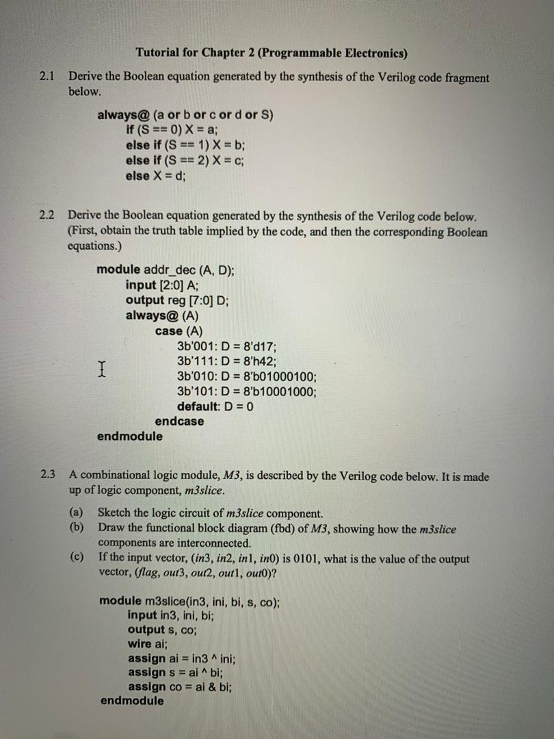 Solved Tutorial for Chapter 2 (Programmable Electronics) | Chegg.com