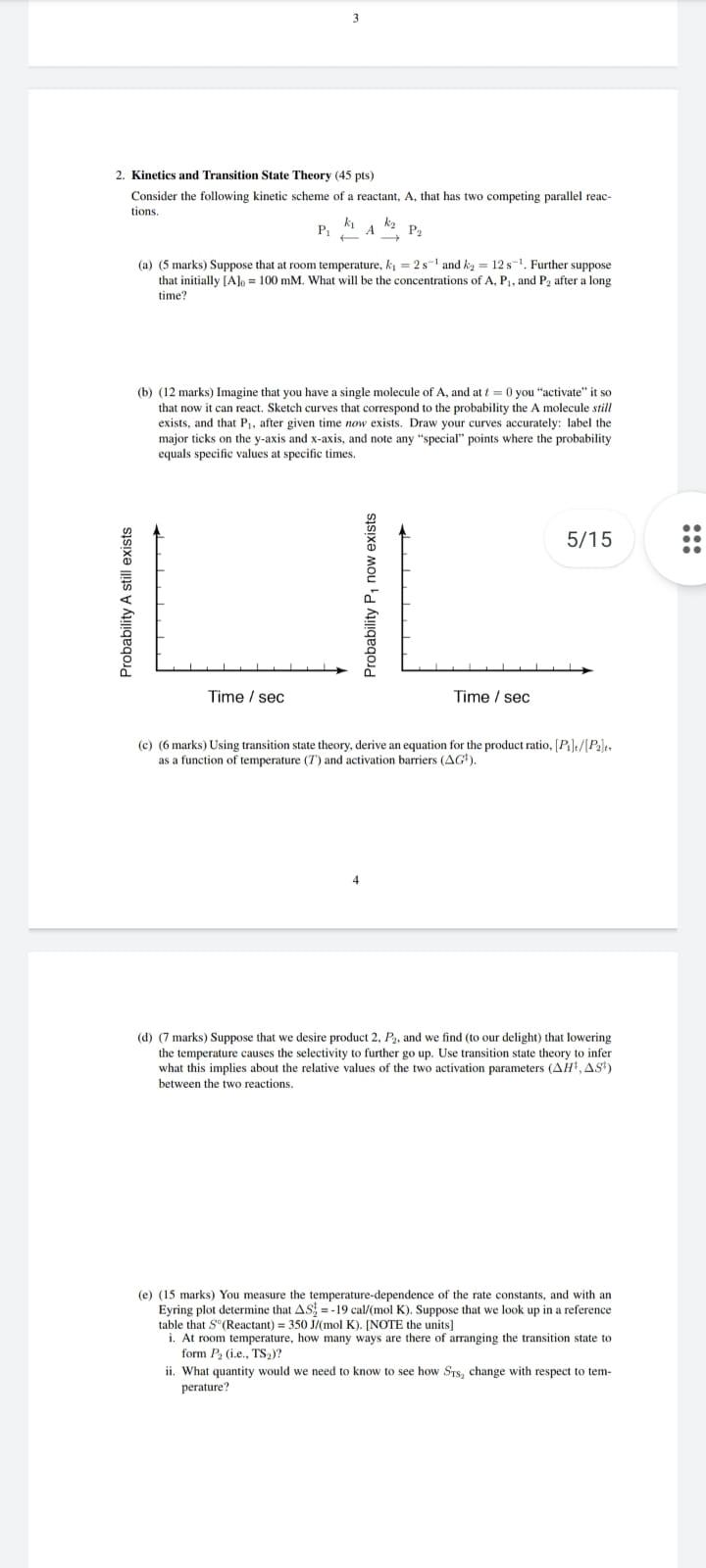 Solved 2. Kinetics and Transition State Theory (45 pts) | Chegg.com
