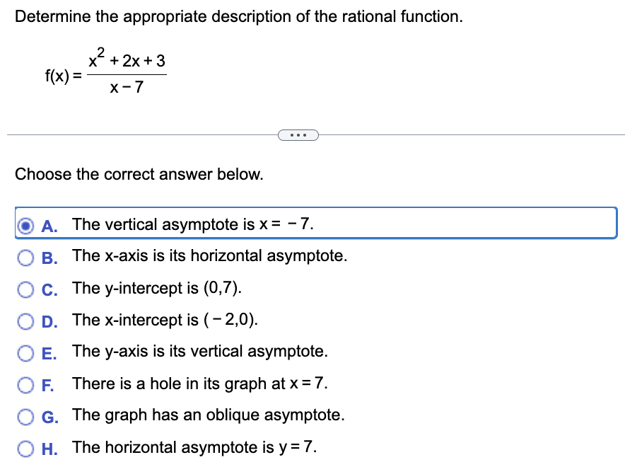 Solved Determine the appropriate description of the rational | Chegg.com