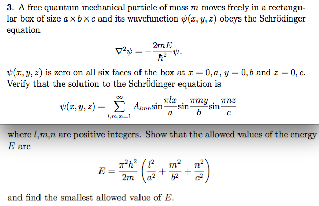 Solved 3. A free quantum mechanical particle of mass m moves | Chegg.com