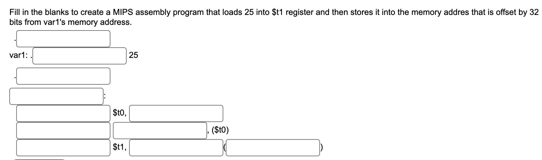 Solved Fill In The Blanks To Create A Mips Assembly Program 5670