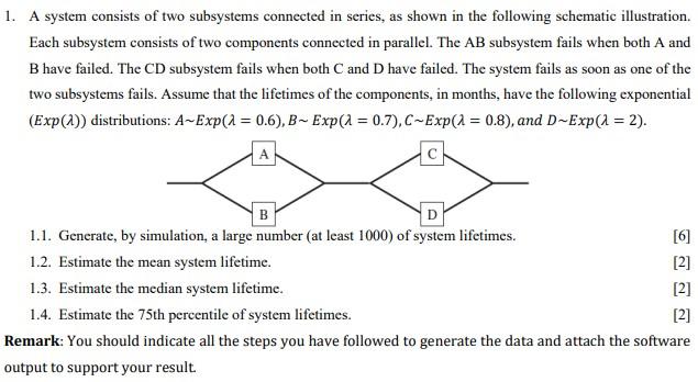 Solved 1. A system consists of two subsystems connected in | Chegg.com