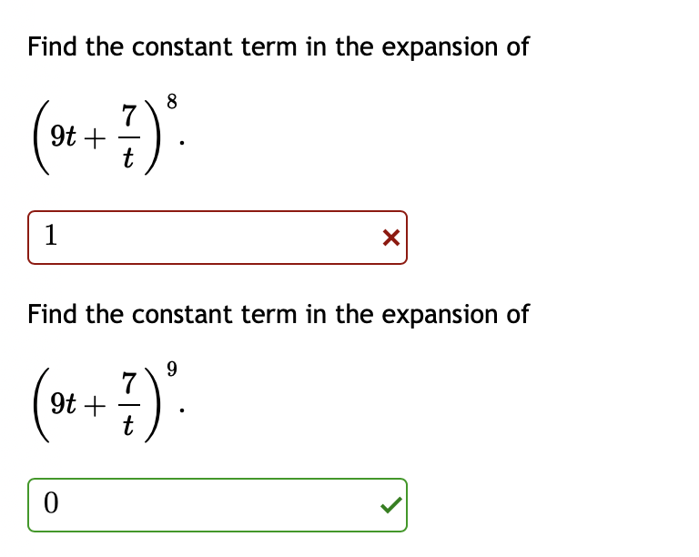 Solved Find the constant term in the expansion of (9t+t7)8 | Chegg.com