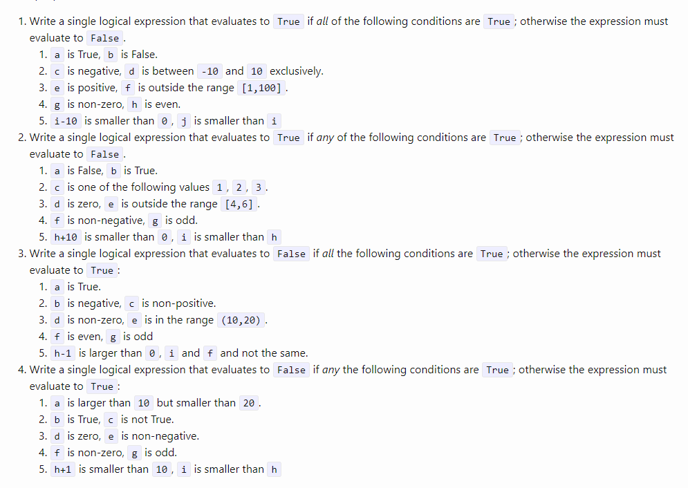 1. Write a single logical expression that evaluates | Chegg.com