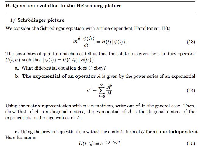 Solved B. Quantum evolution in the Heisenberg picture 1/ | Chegg.com