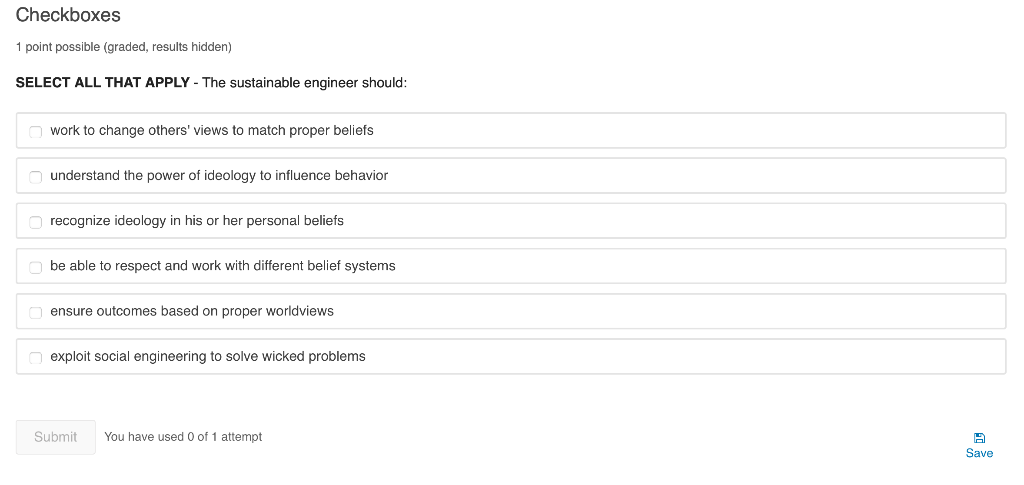 Solved Checkboxes 1 point possible (graded, results hidden) | Chegg.com