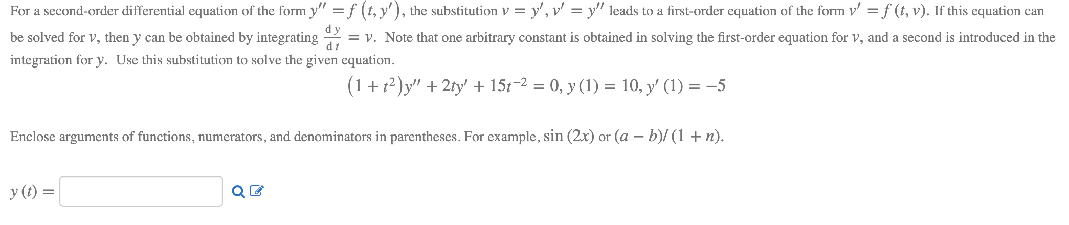Solved For a second-order differential equation of the form | Chegg.com