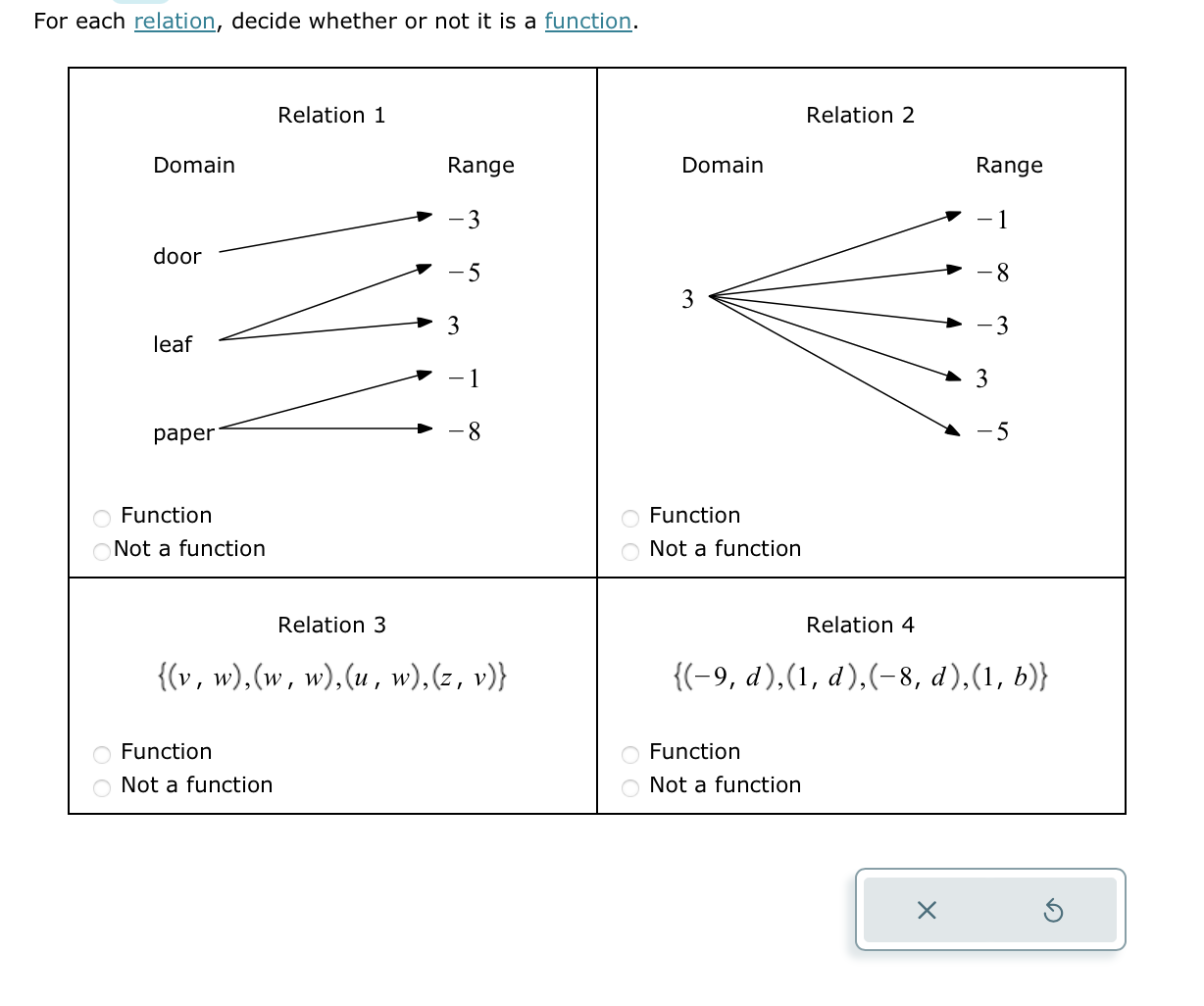 Solved For each relation, decide whether or not it is a | Chegg.com
