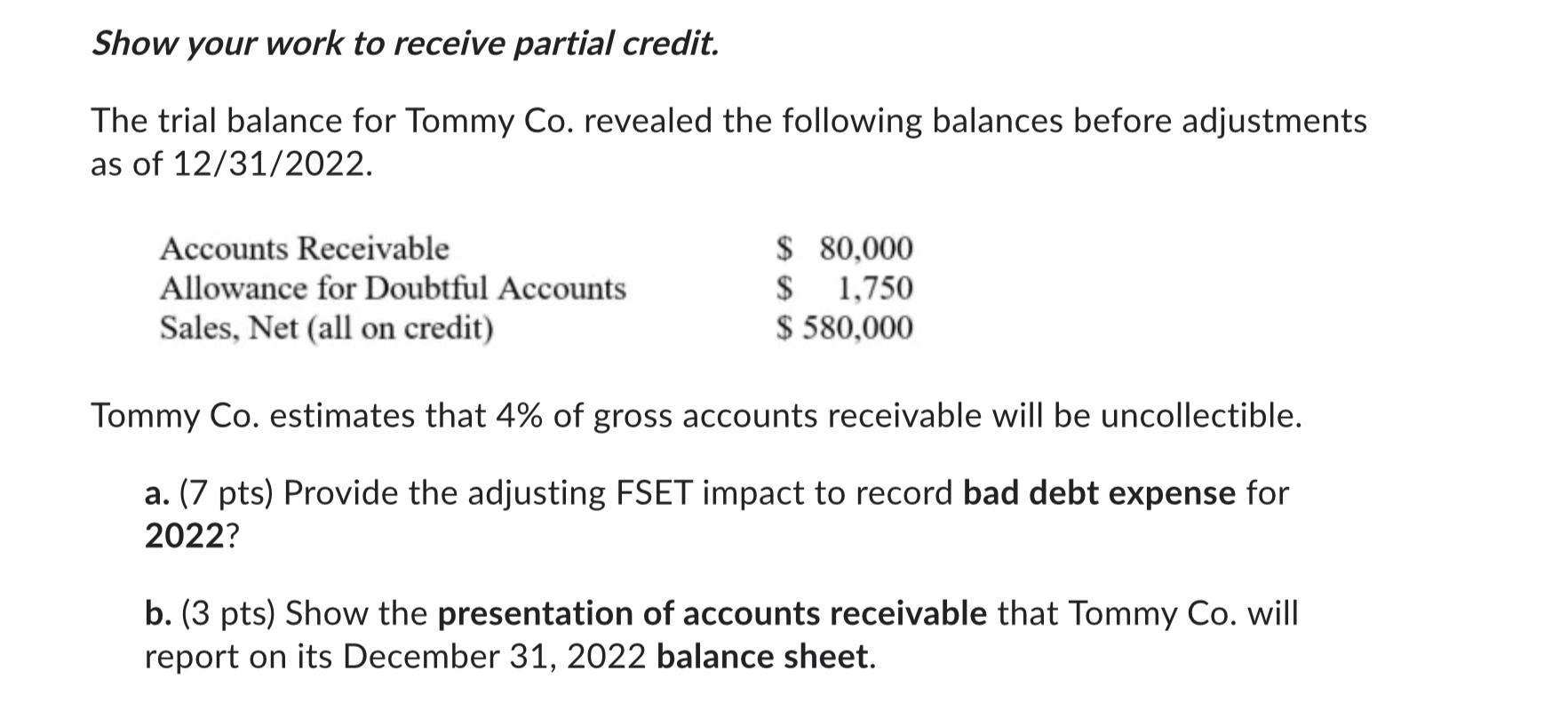 Solved Show your work to receive partial credit. The trial | Chegg.com