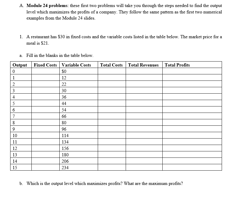 Solved A. Module 24 problems: these first two problems will | Chegg.com