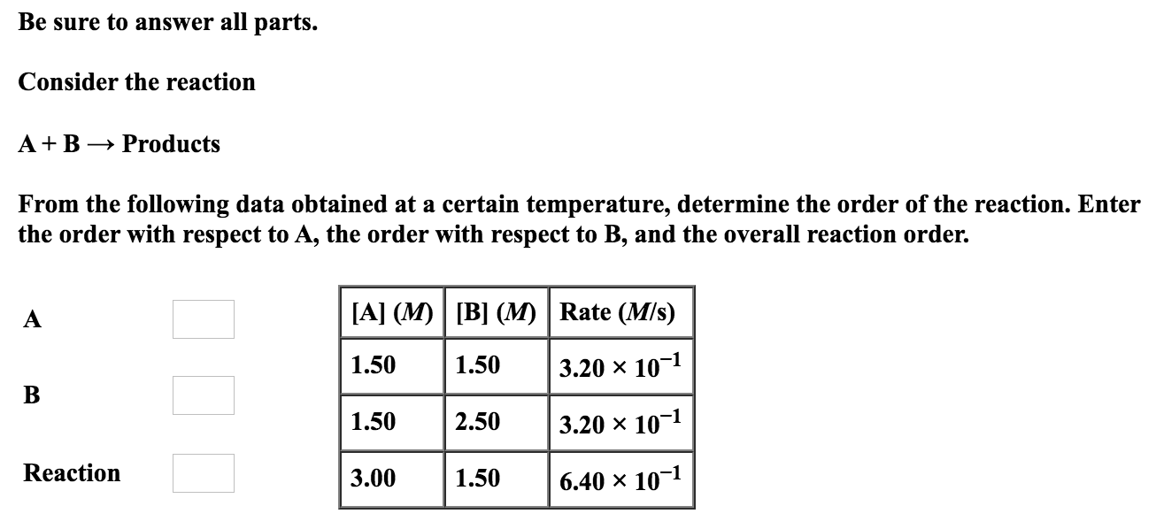 Solved Be sure to answer all parts. Consider the reaction | Chegg.com