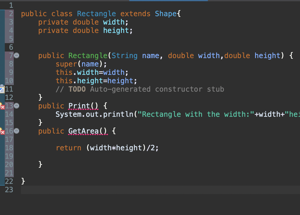 Solved 1 public class Circle extends Shape{ private double | Chegg.com