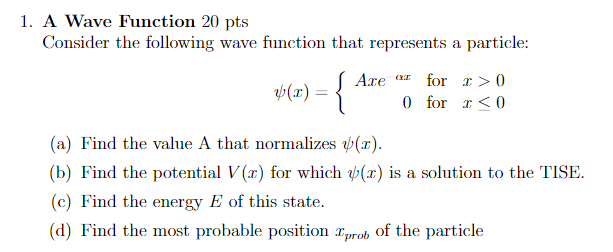 Solved A Wave Function 20 ﻿ptsConsider the following wave | Chegg.com