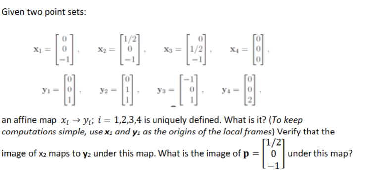 Solved Given two point sets: | Chegg.com
