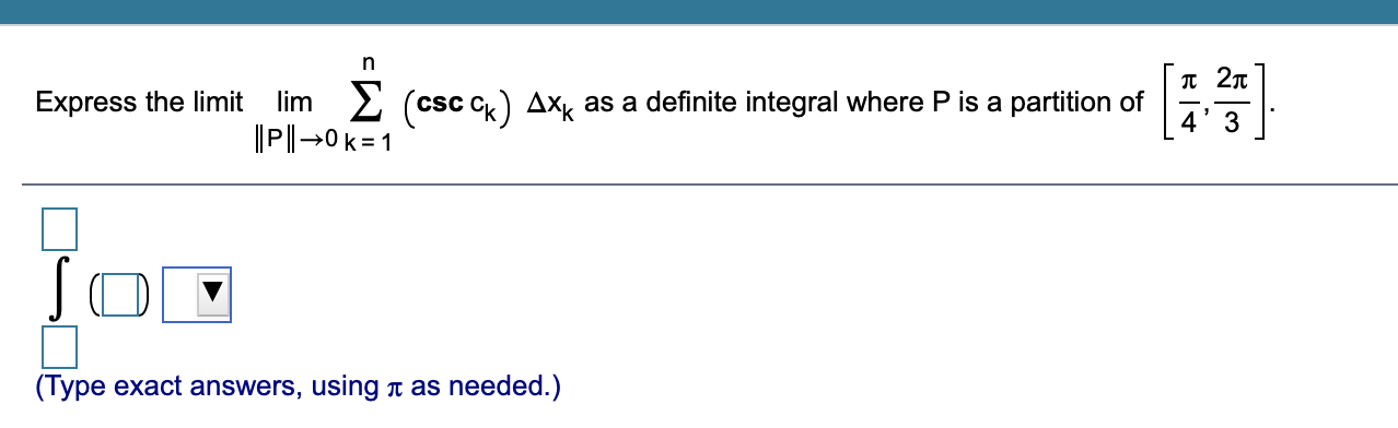 Solved Express the limit as a definite integral. n lim E | Chegg.com